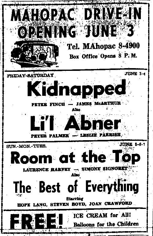 Mahopac Drive-in Theatre was located in Mahopac, New York